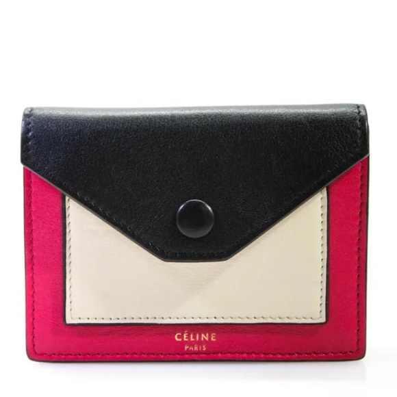 Bags | Celine Womens Tricolor Envelope Wallet Card Holder Pink Beige ...